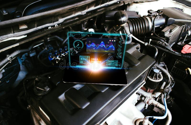 ECU Engine System Checking with OBD2 Wireless Scanning Tool and Car ...