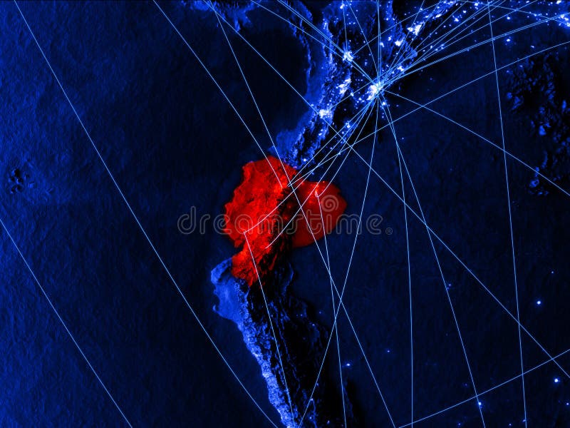 Ecuador on Blue Digital Map with Networks. Concept of International ...
