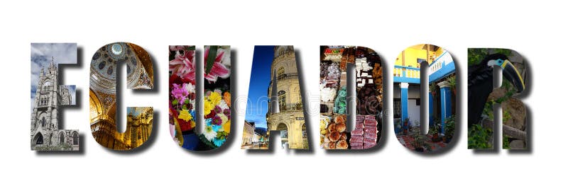 Ecuador collage on white stock illustration. Illustration of city ...