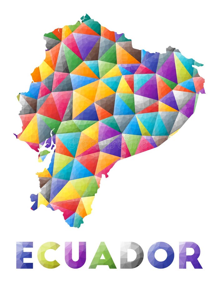 Ecuador - Colorful Low Poly Country Shape. Stock Vector - Illustration ...