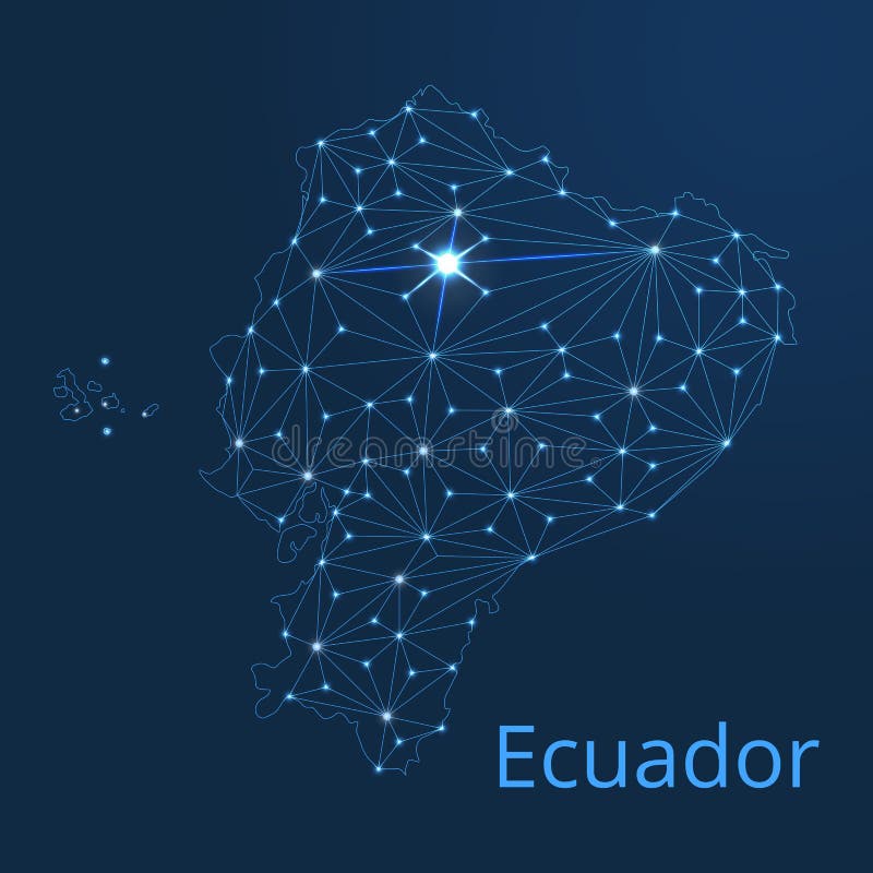 Ecuador Communication Network Map. Vector Low Poly Image of a Global ...