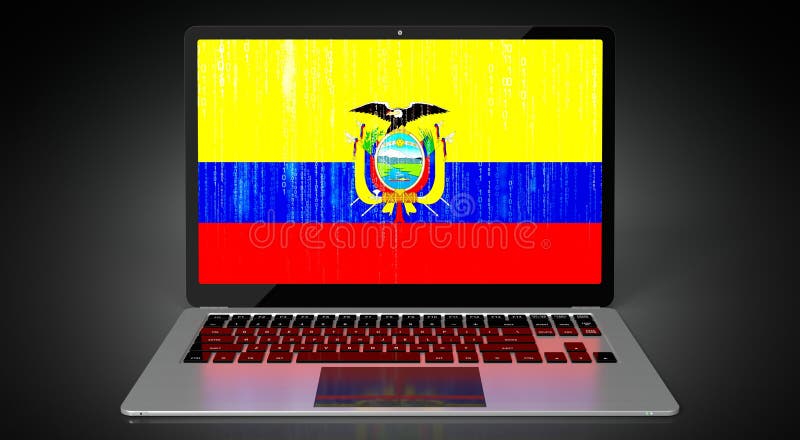 Ecuador - Country Flag and Binary Code on Laptop Screen Stock ...