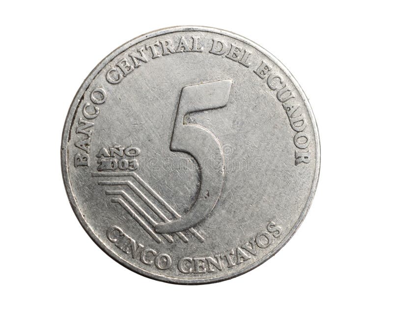 Ecuador Five Centavos Coin on a White Isolated Background Stock Image ...