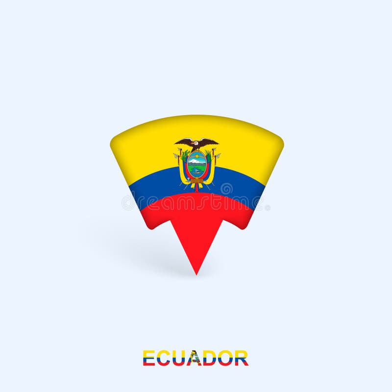 Ecuador Flag Map Pointer Design with Shadow Stock Vector - Illustration ...
