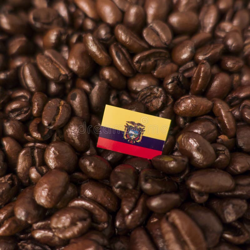 A Ecuador Flag Placed Over Roasted Coffee Beans Stock Image - Image of ...