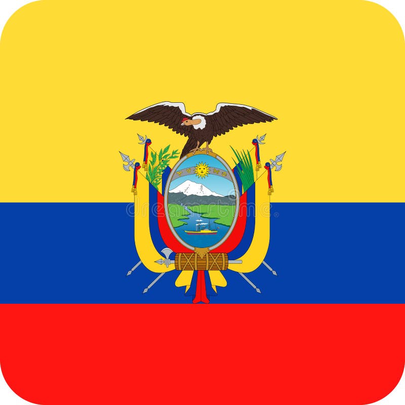 Ecuador Flag Vector Square Flat Icon Stock Illustration - Illustration ...