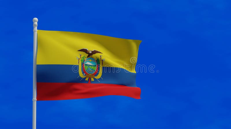 Ecuador Flag, Waving in the Wind - 3d Rendering Stock Illustration ...