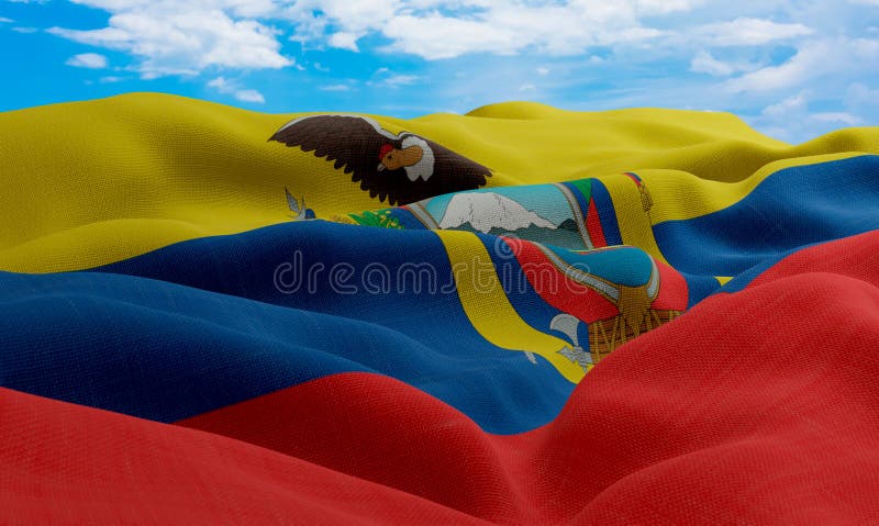 Ecuador Flag in the Wind. Realistic and Wavy Fabric Flag Stock ...