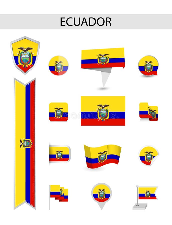 Ecuador Flat Flag Collection Stock Vector - Illustration of flat ...