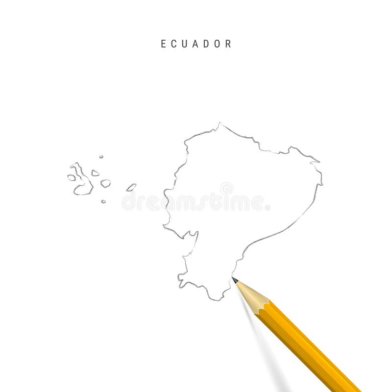 Ecuador Sketch Scribble Vector Map Drawn on Checkered School Notebook ...