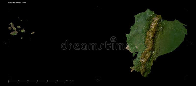 Ecuador with Galapagos Islands Shape on Black. Low-res Satellite Stock ...