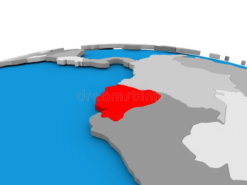 Ecuador on globe in red stock illustration. Illustration of travel ...