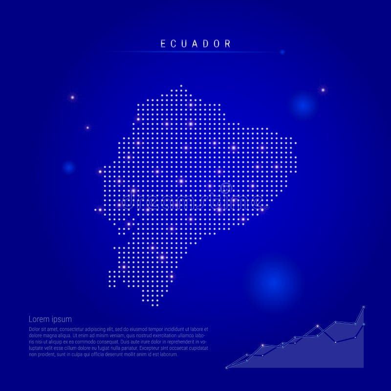 Glowing Map of Ecuador, Modern Blue Outline Map Stock Illustration ...