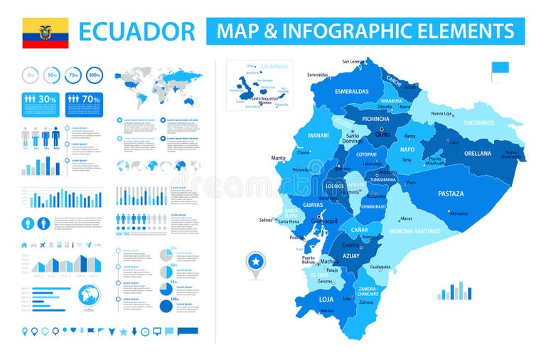 Ecuador Infographic Map with Data Visualization Elements - Vector Map ...