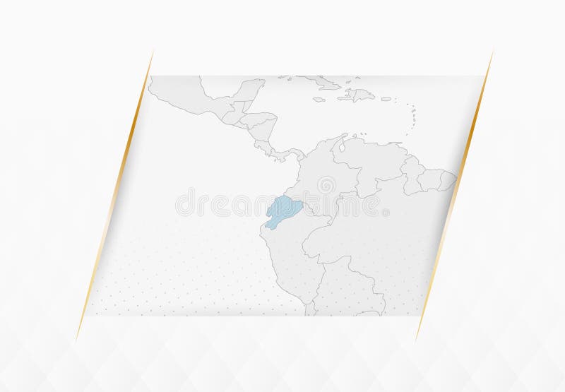 Ecuador Map in Blue with Gold Framed Accents. Modern Vector Map of ...