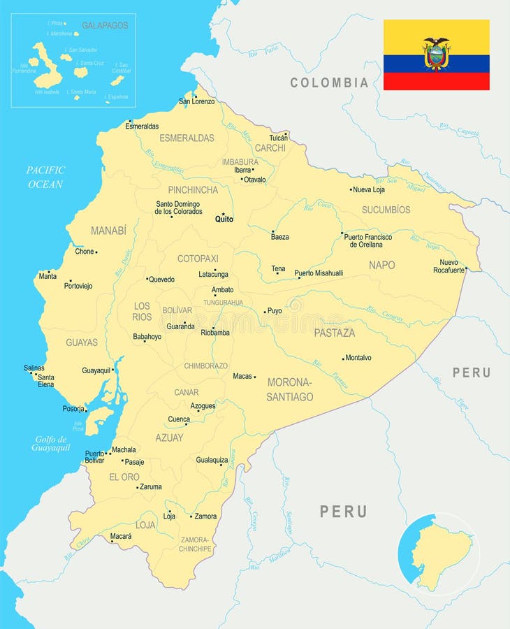 Map Of Ecuador. High Detailed Vector Map - Ecuador. Stock Vector ...