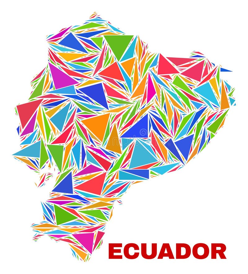 Ecuador Map - Mosaic of Color Triangles Stock Vector - Illustration of ...