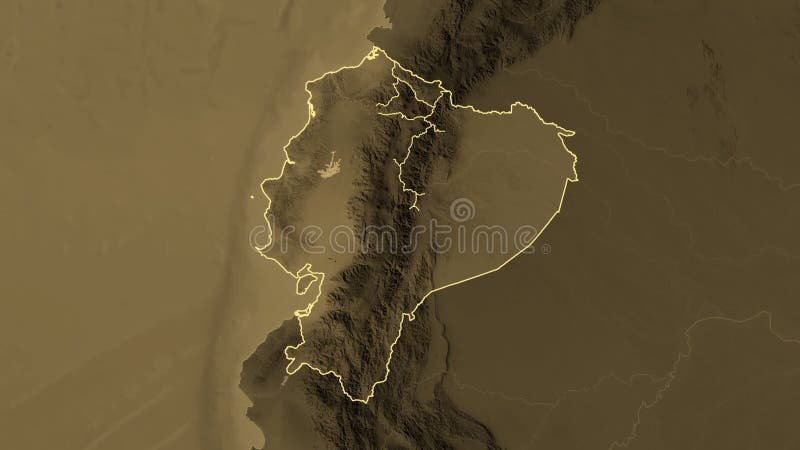 Ecuador Map - Solid. Regions. Sepia. Labels Stock Video - Video of ...