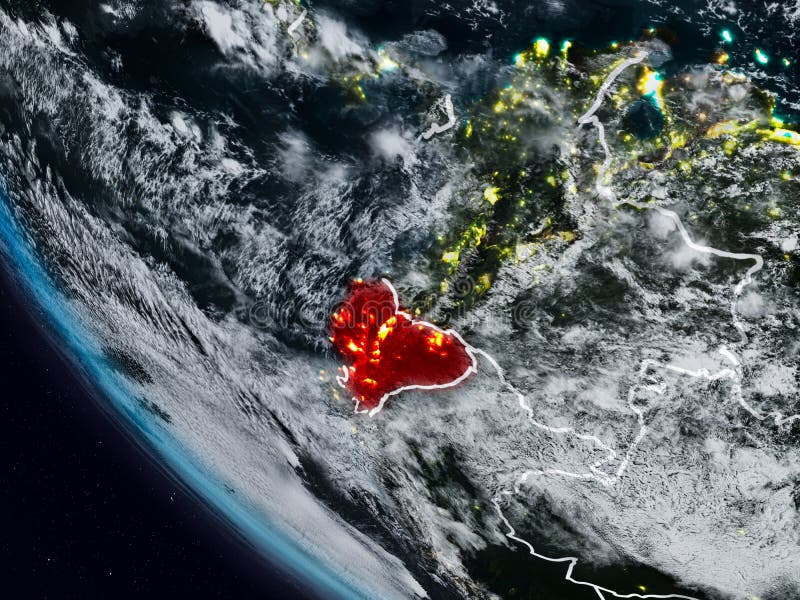 Ecuador at Night from Space Stock Illustration - Illustration of orbit ...