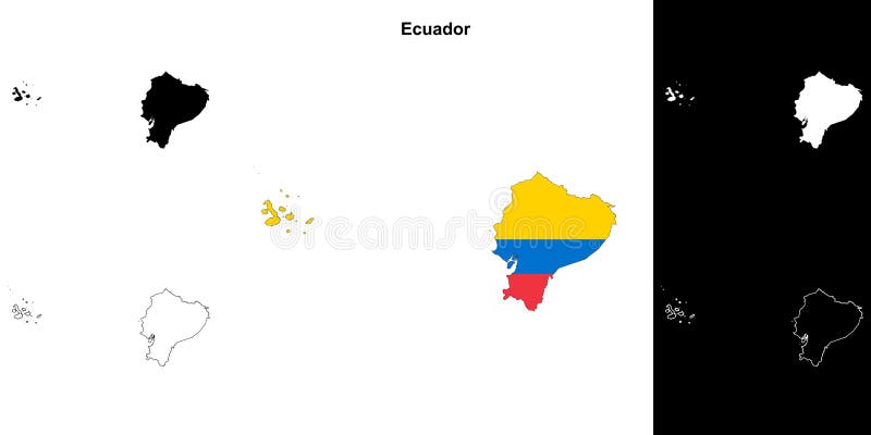 Ecuador outline map stock vector. Illustration of country - 323784422
