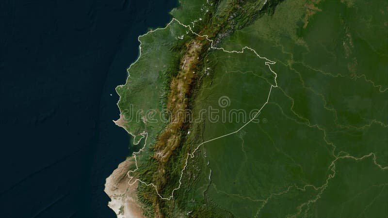 Ecuador Outlined. Low-res Satellite Stock Illustration - Illustration ...