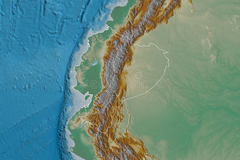Ecuador outlined. Relief stock illustration. Illustration of relief - 193482846