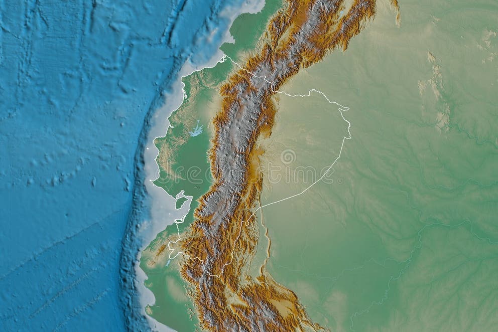 Ecuador outlined. Relief stock illustration. Illustration of relief ...