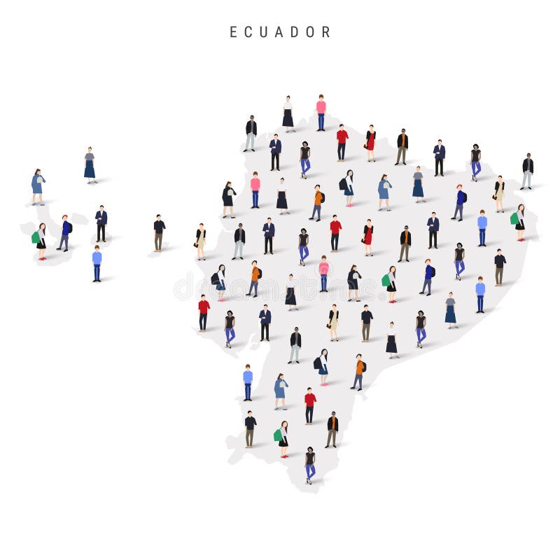Ecuador Population Map. Large Group of People in a Shape of Ecuadorian ...