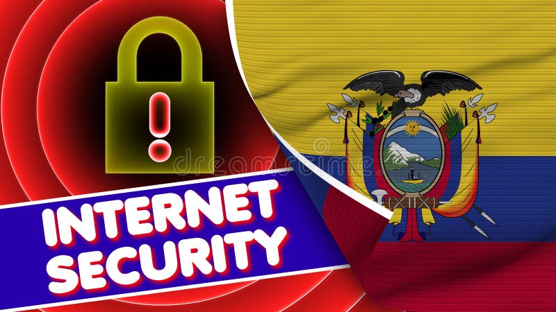 Ecuador Realistic Flag with Internet Security Title Fabric Texture 3D ...