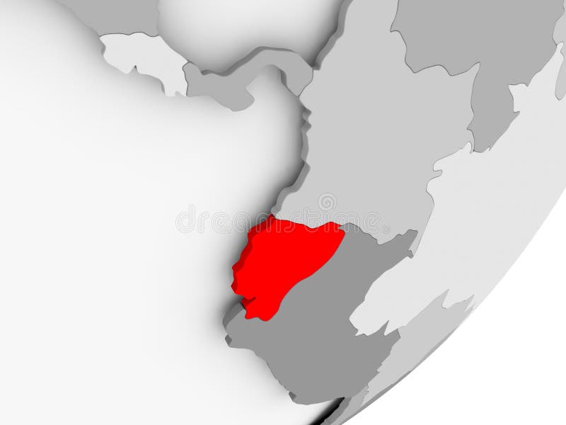 Ecuador - Grey 3d-like Silhouette Map of Country Area with Dropped ...