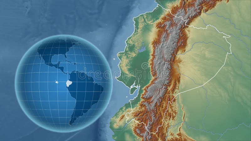 Ecuador and Globe. Relief stock video. Video of contour - 247312791