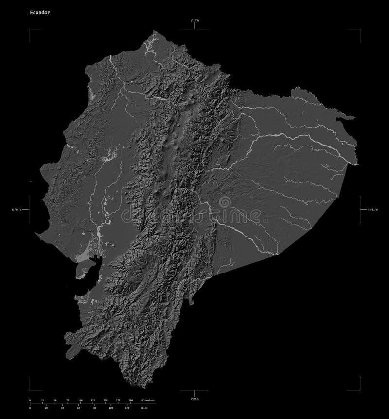 Ecuador Shape on Black. Bilevel Stock Illustration - Illustration of ...