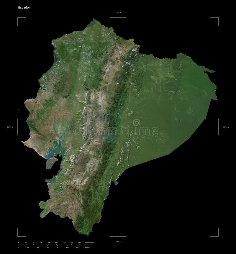Ecuador Shape on Black. High-res Satellite Stock Illustration ...