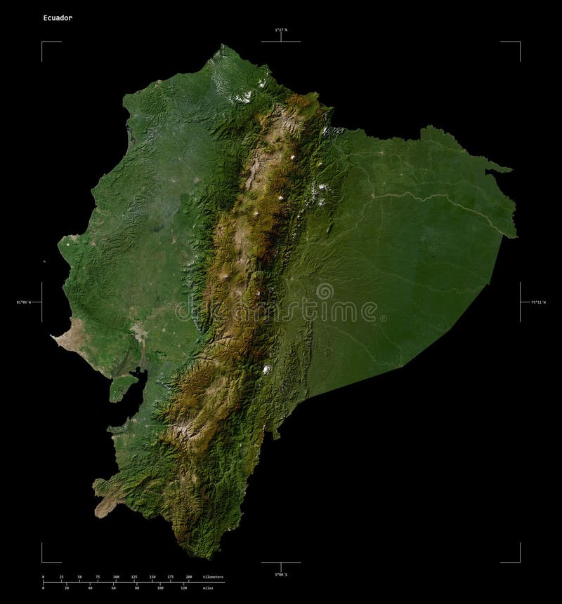 Ecuador Shape on Black. Low-res Satellite Stock Illustration ...