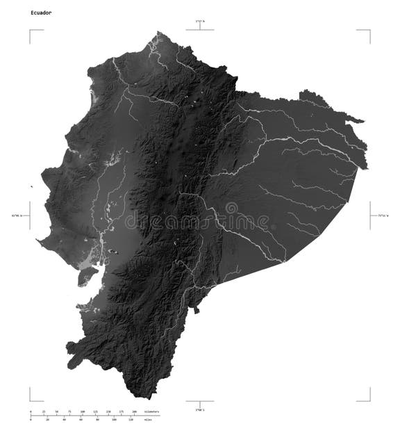 Ecuador Shape on White. Grayscale Stock Illustration - Illustration of ...