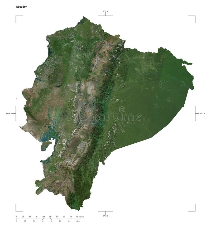Ecuador Shape on White. High-res Satellite Stock Illustration ...