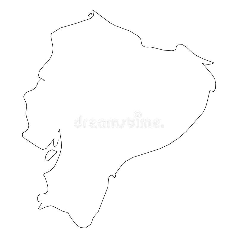 Ecuador - Solid Black Outline Border Map of Country Area. Simple Flat ...
