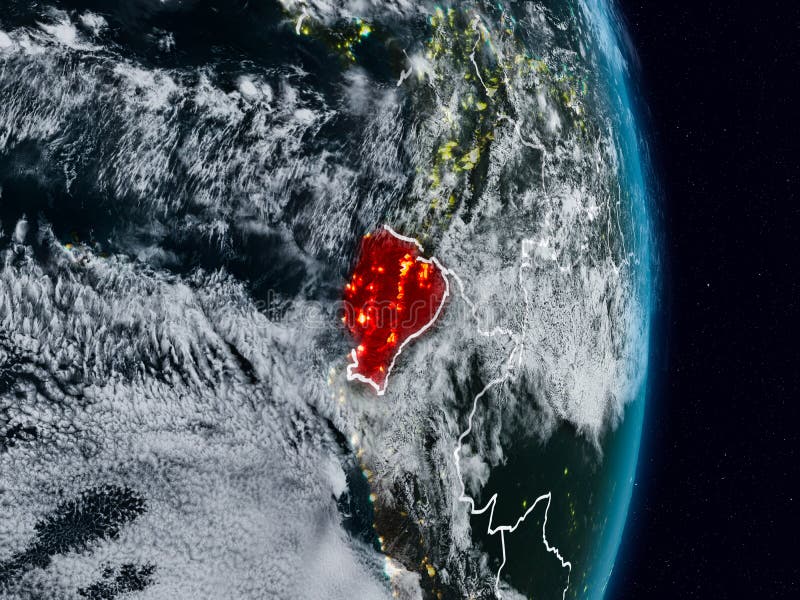 Ecuador from Space at Night Stock Photo - Image of view, city: 124243988