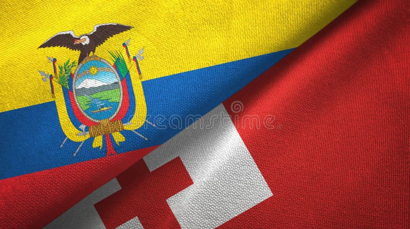 Ecuador and Tonga Two Flags Textile Cloth, Fabric Texture Stock ...