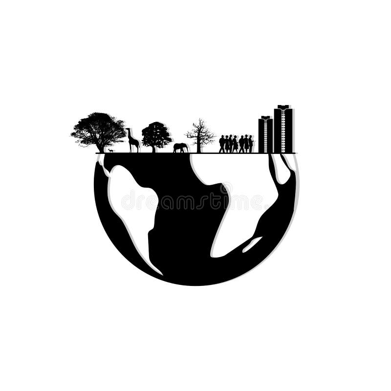 Life on Earth Illustration. Silhouette of Earth Stock Vector ...