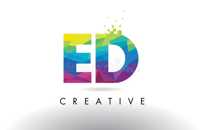 ED E D Colorful Letter Origami Triangles Design Vector. Stock Vector ...