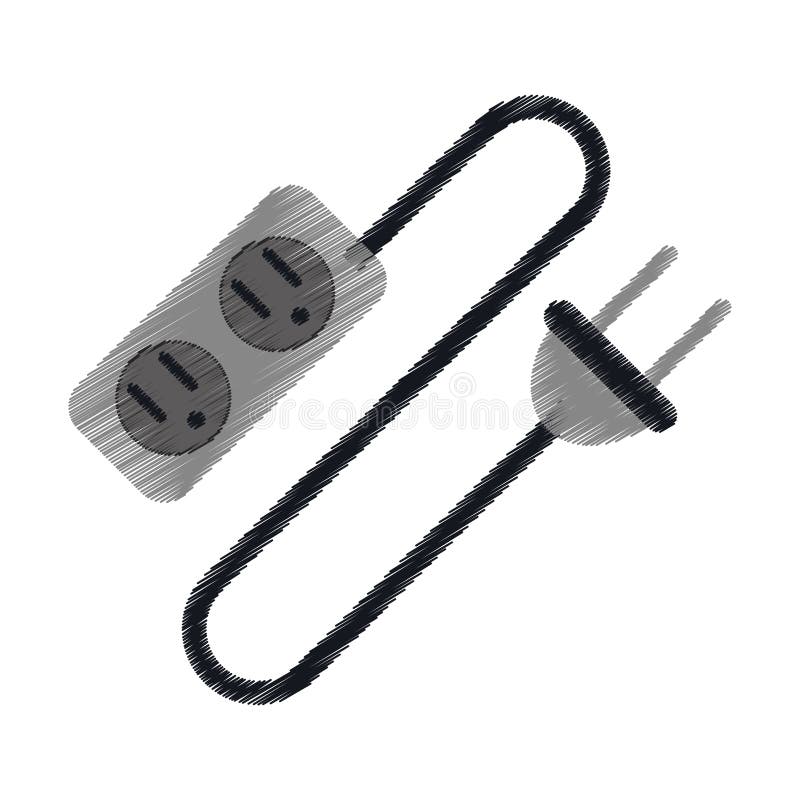 Electric Extension Cord Cable and Plug Green Circle Stock Vector ...