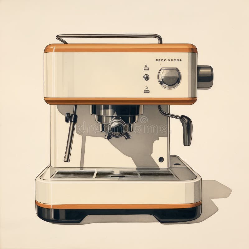 Ed Freeman-inspired Artwork for Cafe Coffee Machine Stock Illustration ...