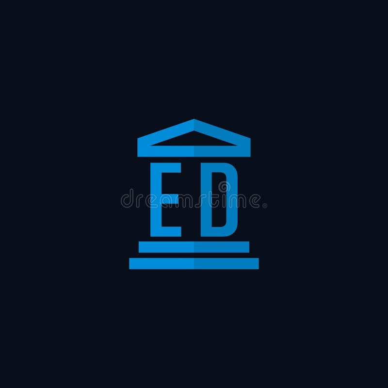 ED Initial Logo Monogram with Simple Courthouse Building Icon Design ...