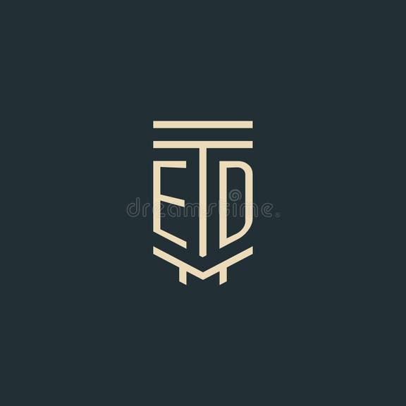 ED Initial Monogram with Simple Line Art Pillar Logo Designs Stock ...