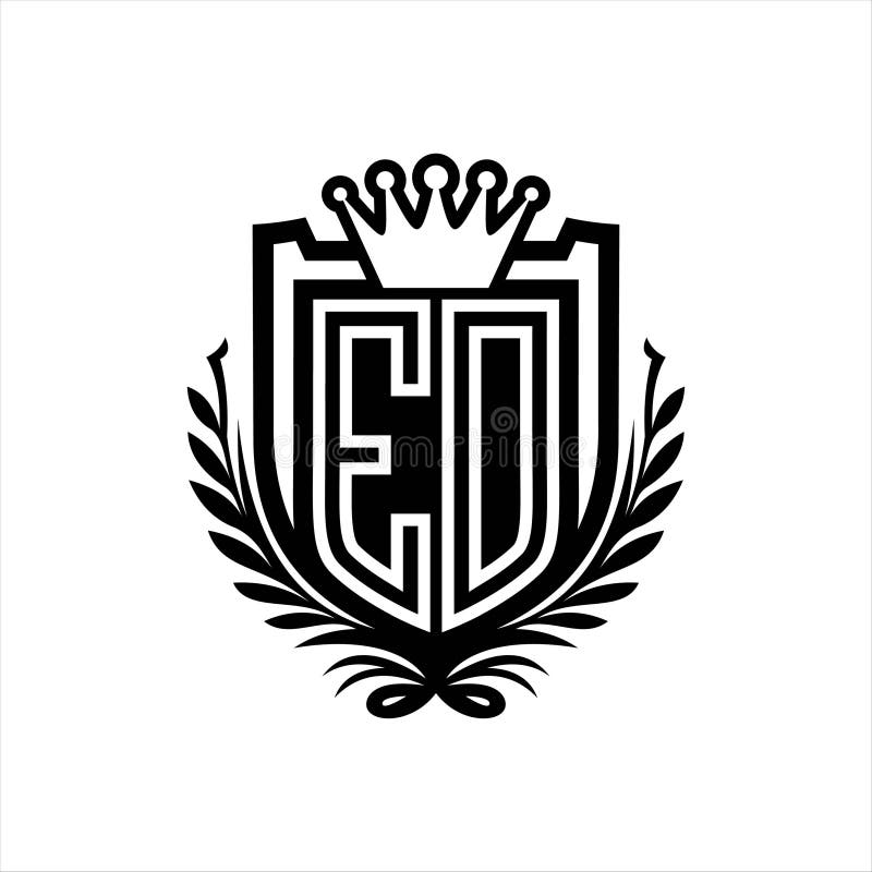 ED Logo Heraldic Shield Shape with Crown, Vintage Crest on White ...