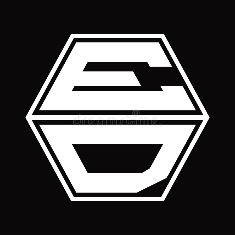 ED Logo Monogram with Hexagon Shape Up and Down Design Template Stock ...