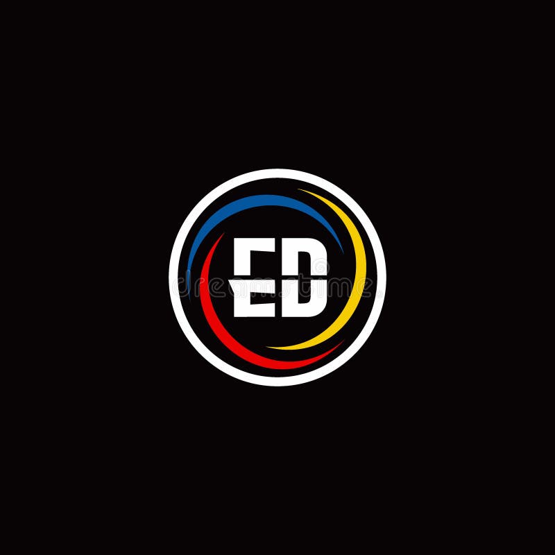 ED Monogram Logo Isolated on Circle Shape with 3 Slash Colors Rounded ...