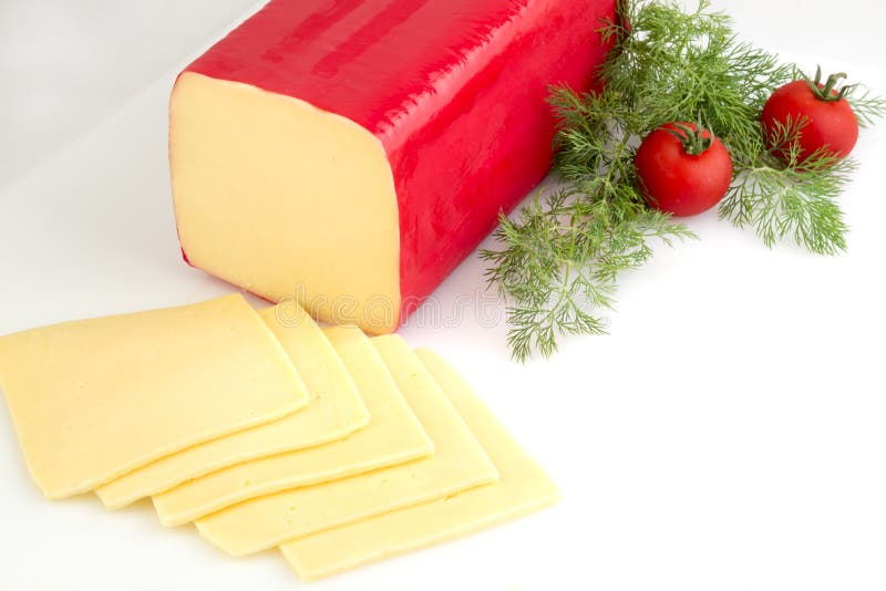 Edam Cheese with Red Wax Cover.on Plate Stock Image - Image of pieces ...