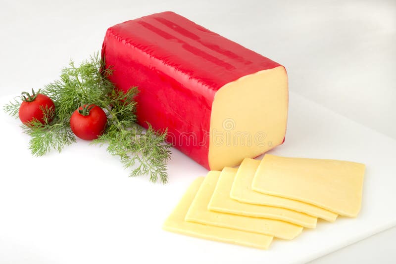 Edam Cheese with Red Wax Cover.on Plate Stock Image - Image of pieces ...